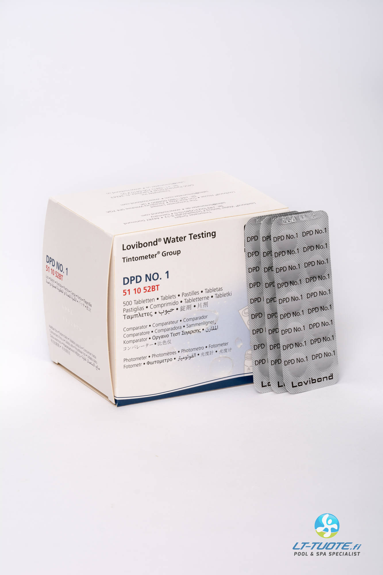 DPD 1 tabletti comp./photo 500kpl Vapaa kloori reagenssi - LT-Tuote ...